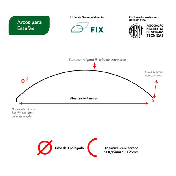 Arco para Estufas em Aço Galvanizado