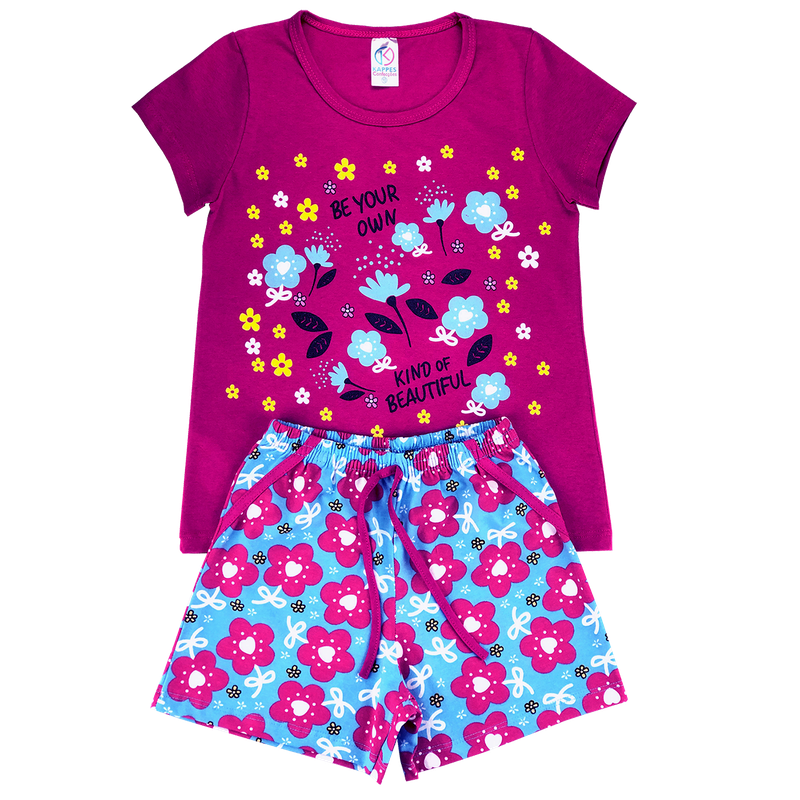 Conjunto Juvenil Feminino Verão Flores Pink - Kappes