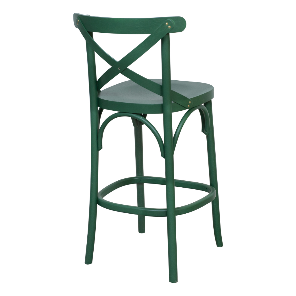 Banqueta X Texas Madeira Maciça Verde Musgo