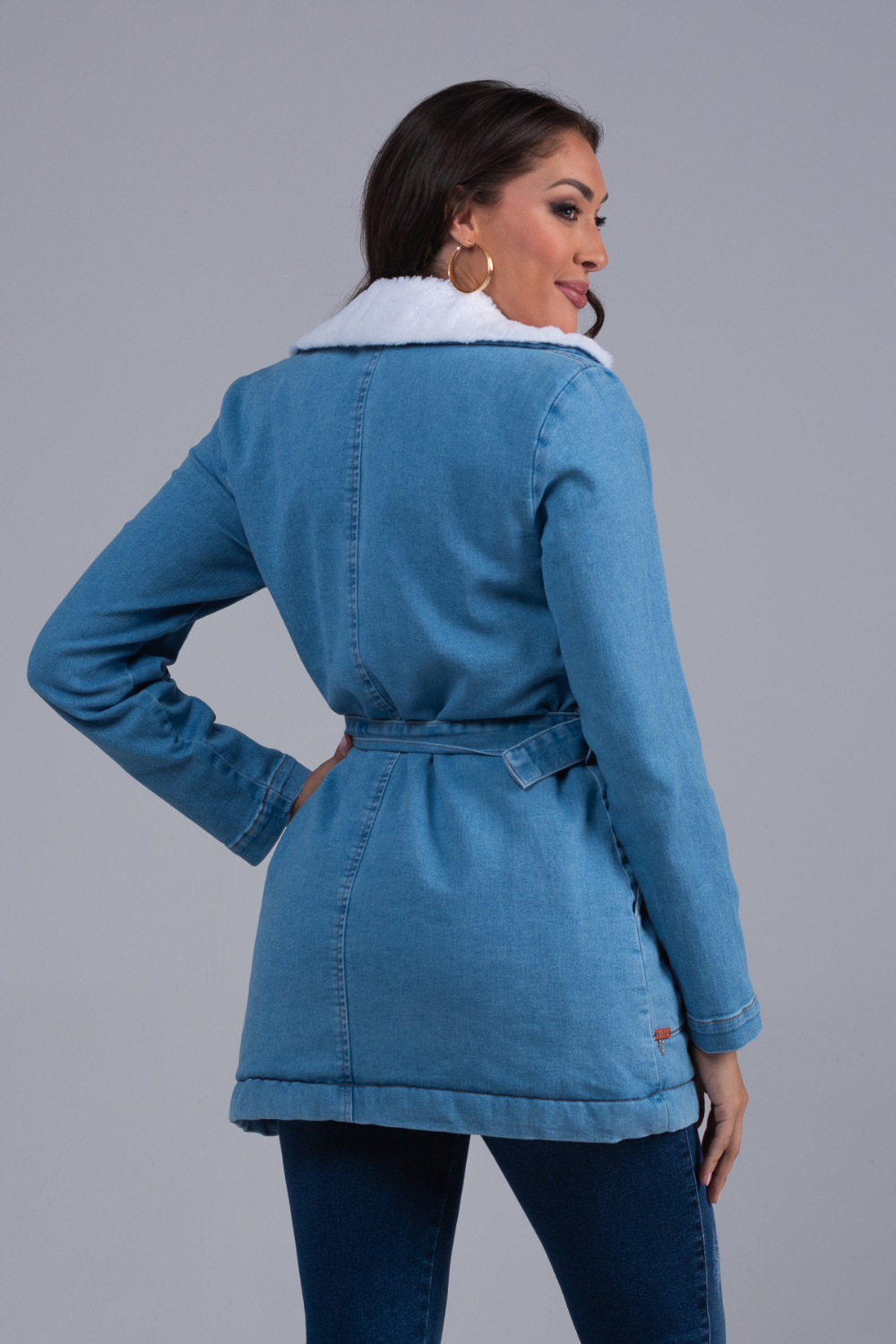 Parka Jeans Forrada Feminina - 7246 - M