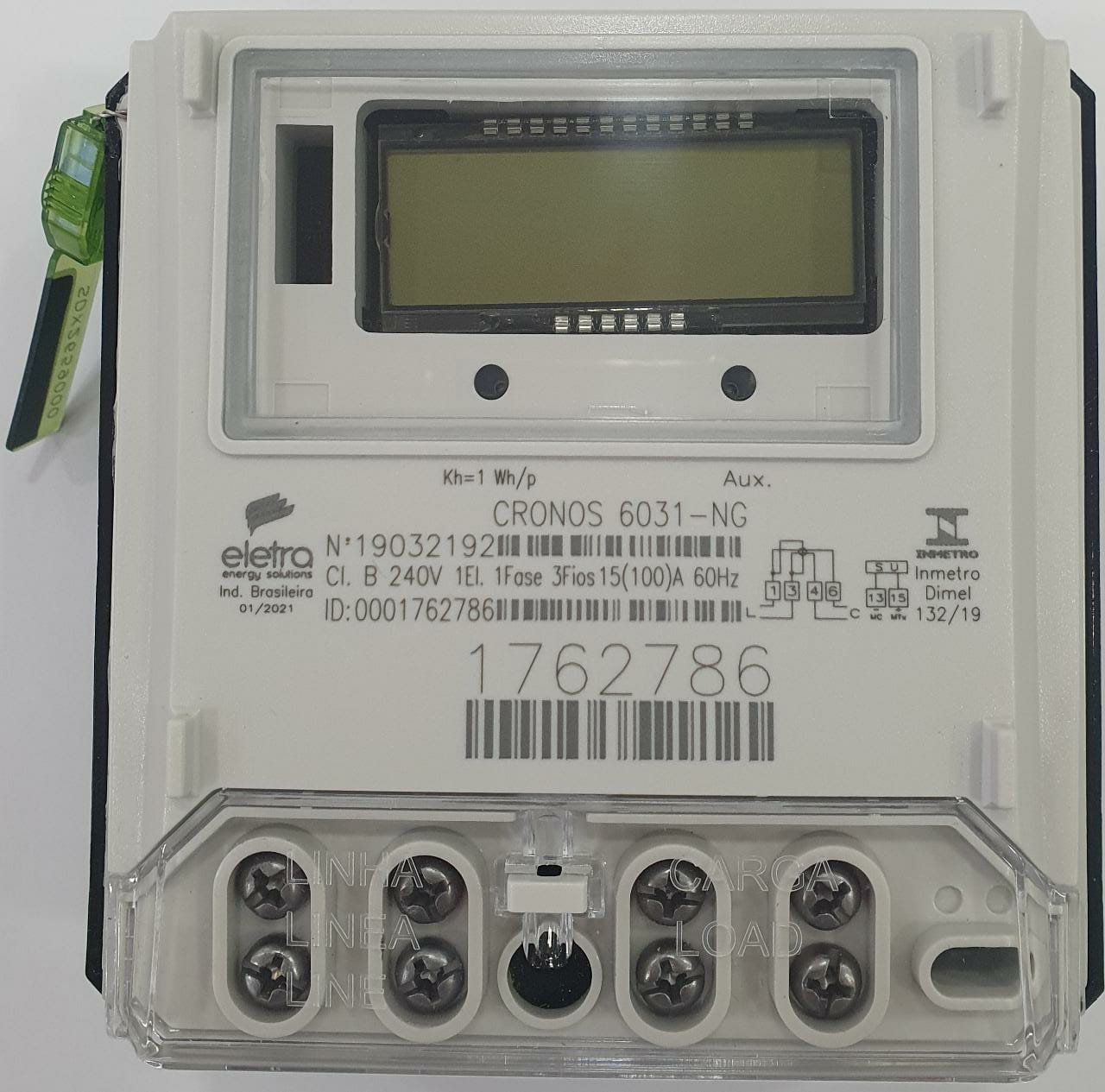 Medidor Eletra Mono. 3 FIOS. Cronos 6031-NG - Geragam