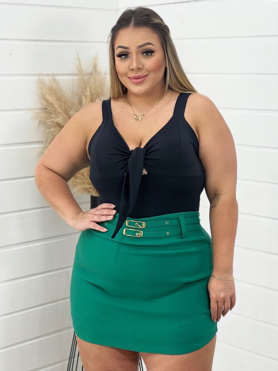 Blusa Regata Plus Size Poliamida com Laço