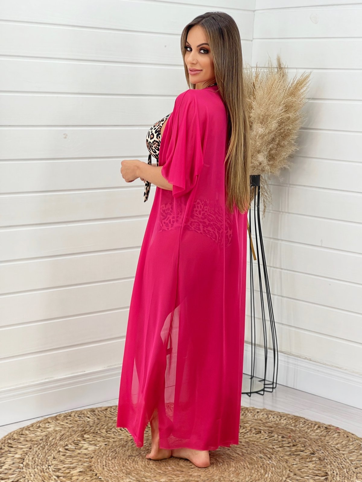 Saída de Praia Kimono Longo Tule