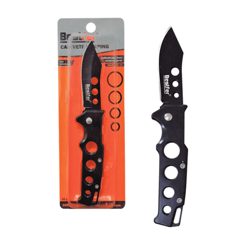 Canivete Camping Bestfer 15,3cm Dobrável em Inox