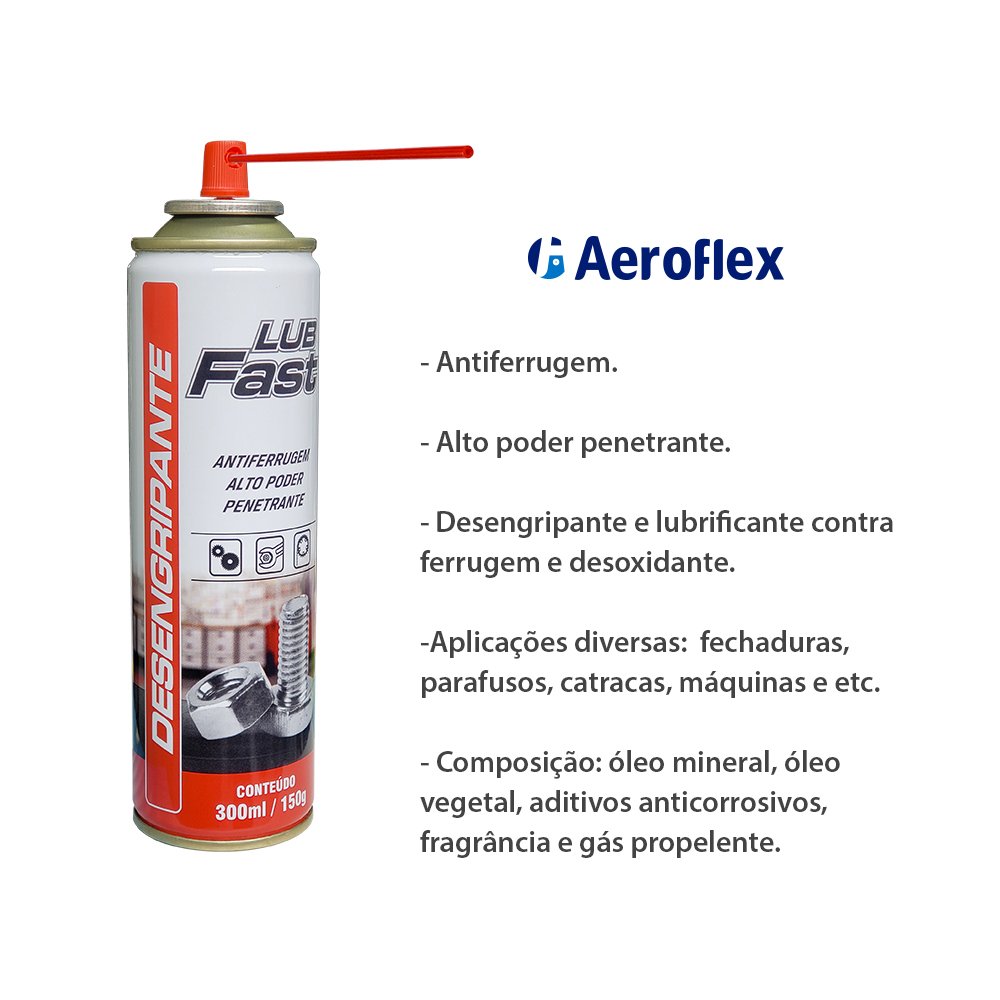 Lubrificante Desengripante Lub Fast 300ml Aeroflex 12 Peças!