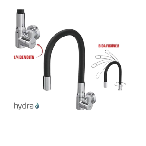 Torneira Parede Bica Alta Flexível Hydramotion Preto Hydra!