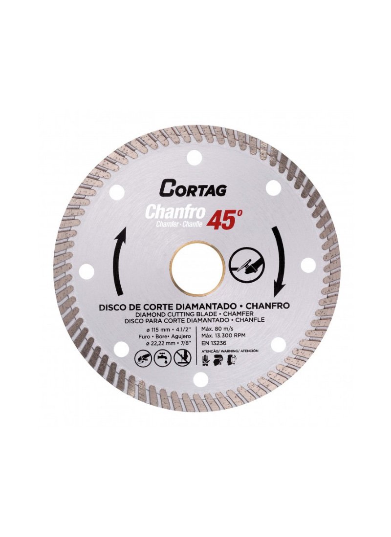 Disco Diamantado Chanfro Segmentado 115mm Esmerilhadeira Cortag
