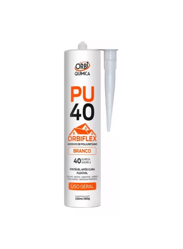 Adesivo Selante PU 40 380g 230ml 6 peças Branco Orbi