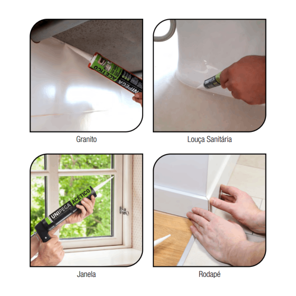 Silicone Acético Preto 260g Unipega! Entrega rápida e segura!