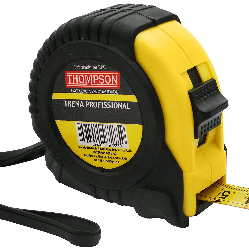 Trena de Aço Emborrachada com Trava e Imã 10 m x 25 mm Thompson