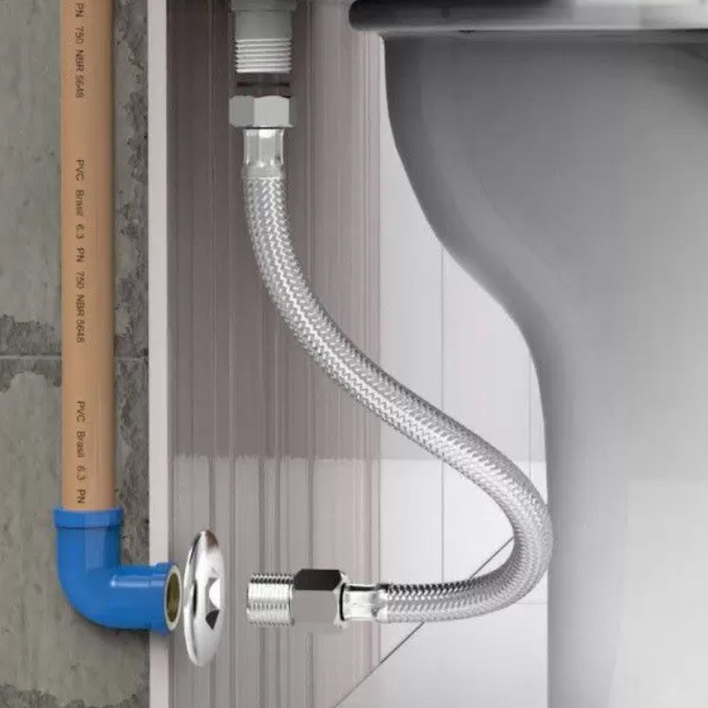 Engate Flexível Trançado 30 cm Malha Inox MF 1/2’’ Fertak