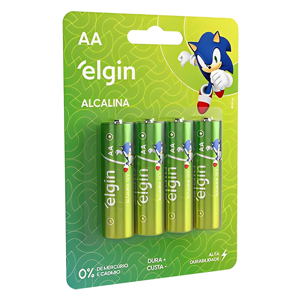 Pilha Alcalina AA LR6 1,5V Cartela com 4 Unidades Elgin