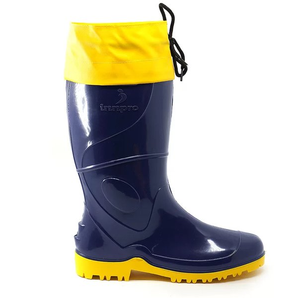 Bota de PVC Aqua, Azul e Amarela com Polaina e Cano Extra Longo Innpro