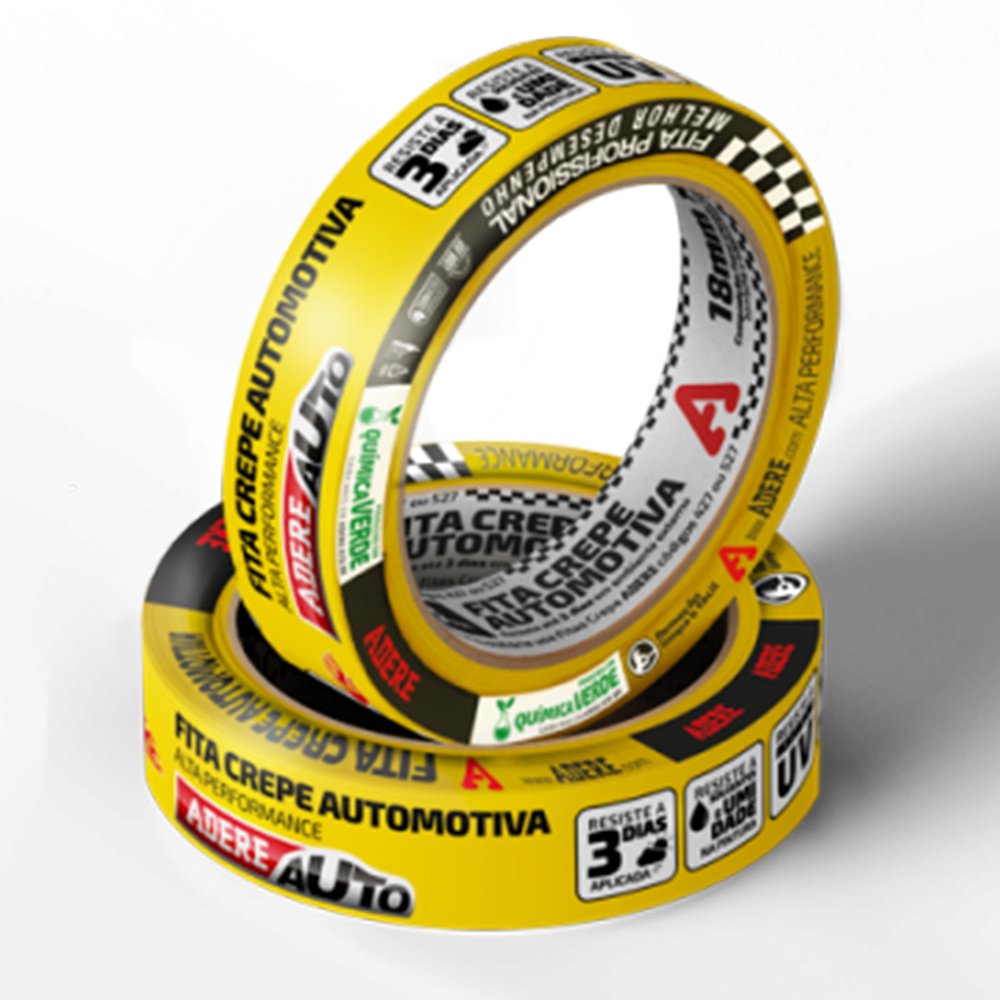 Fita Crepe Automotiva Amarela 18mm x 40m A128RA Adere