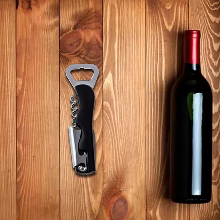 Saca Rolhas 2 em 1 Inox Facil de Utilizar e Manusear Preto