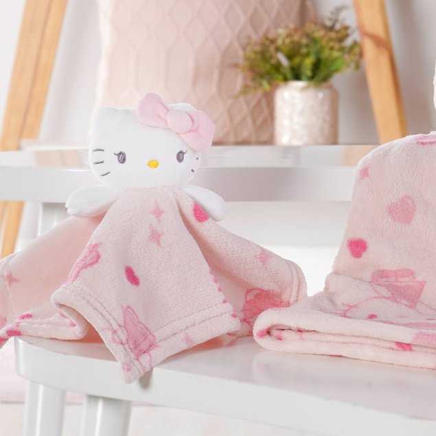 Manta com Naninha Coral Fleece Turma da Hello Kitty 75x100cm Hello Kitty