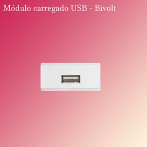 Módulo Tomada USB Bivolt. (573802) 2,1A. Branco - brava