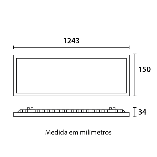 Painel de Led Embutir Retangular 36W