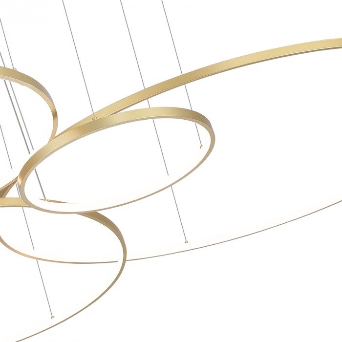 Lustre Pendente Nordecor Daire com 5 Módulos 2527 Led Dourado Bivolt