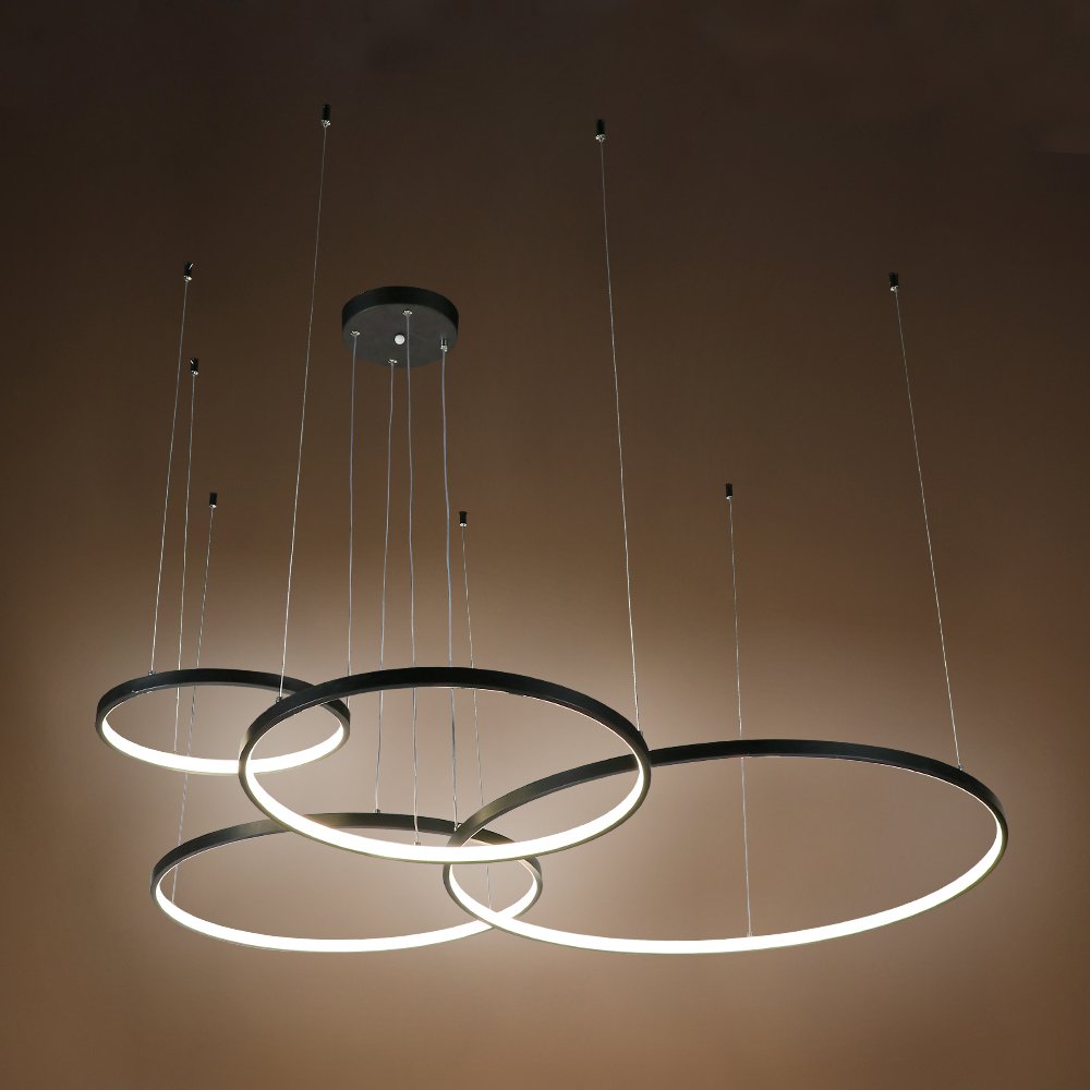 Lustre Pendente Nordecor Daire 2222 com 4 Módulos LED Preto Bivolt ...