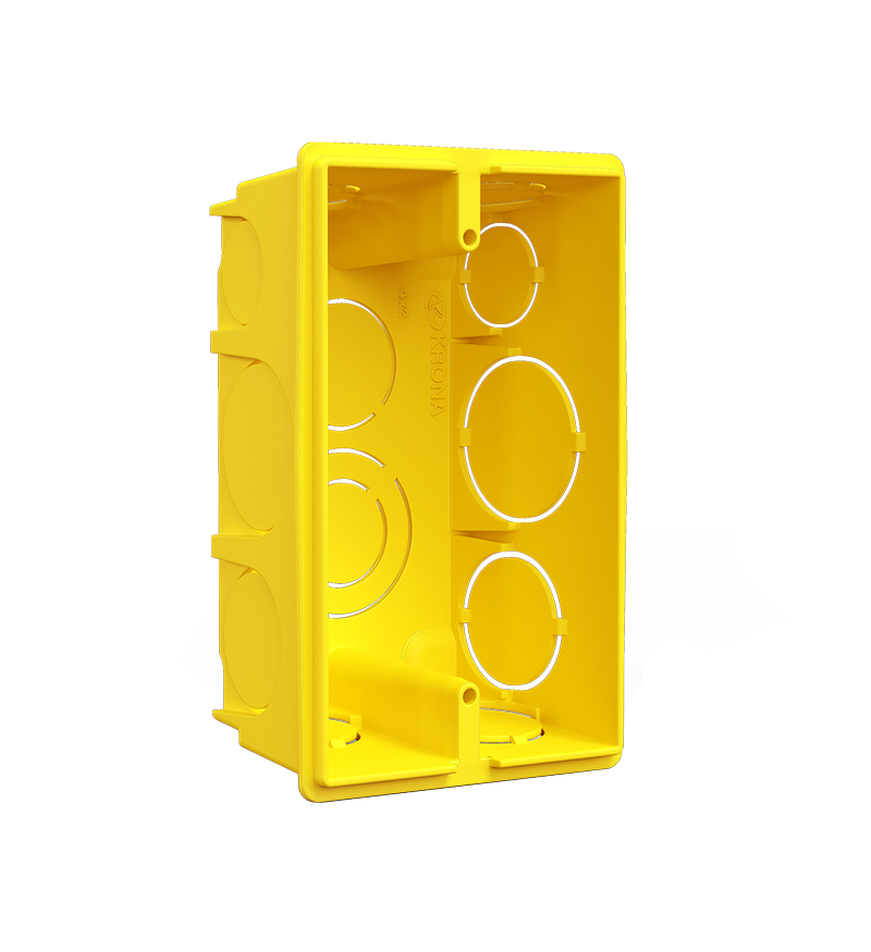 Caixa de Luz Embutir 4x2 PVC Retangular Amarela Krona