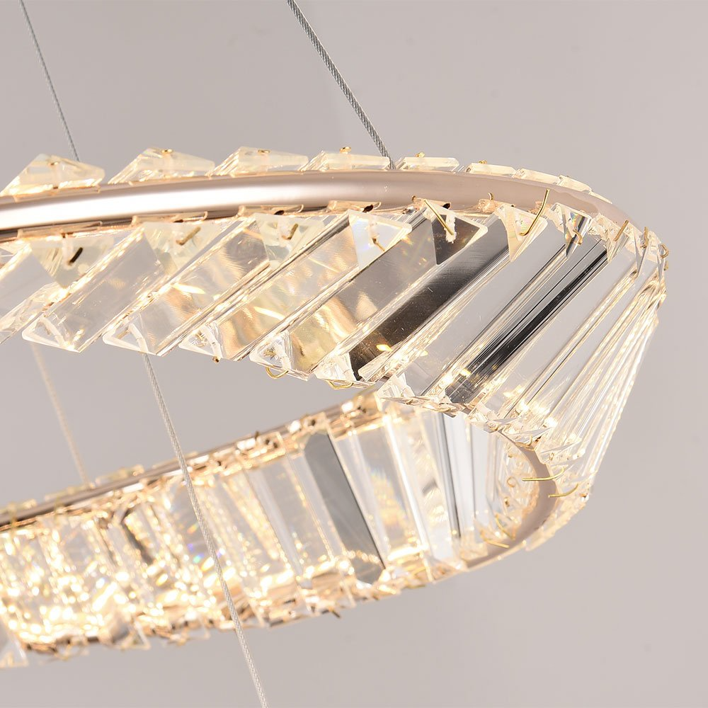 Lustre Pendente Nordecor Lezie Cristal 2738 2 Módulos Led Dourado Bivolt