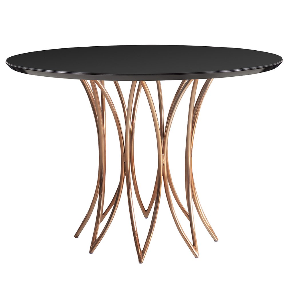 Mesa Jantar Estelar Redonda Aço Inox Rosé - 140cm Diâmetro - Preto ...