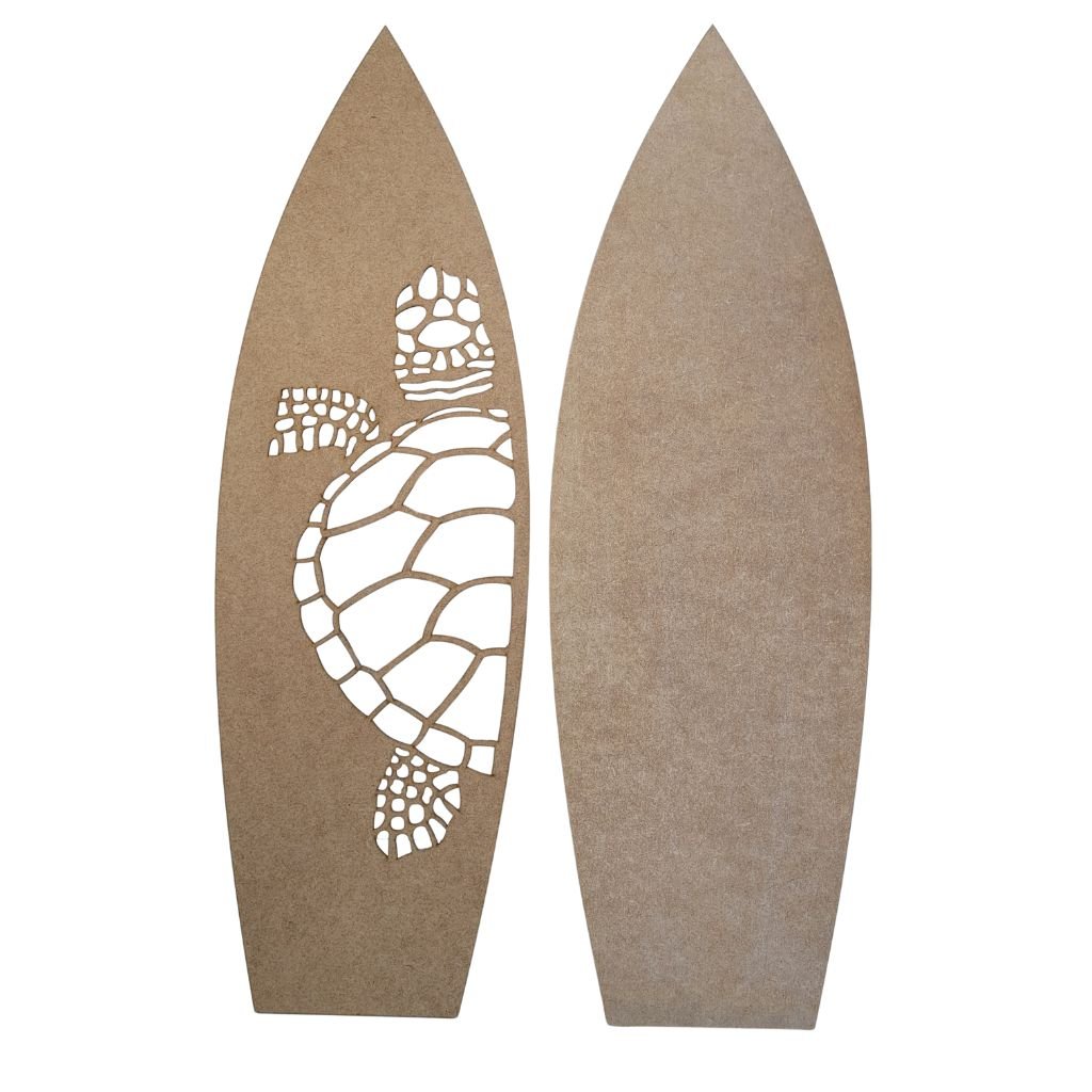 Prancha Surf com tartaruga vasada em MDF 70cm - Jeito Próprio Artesanato