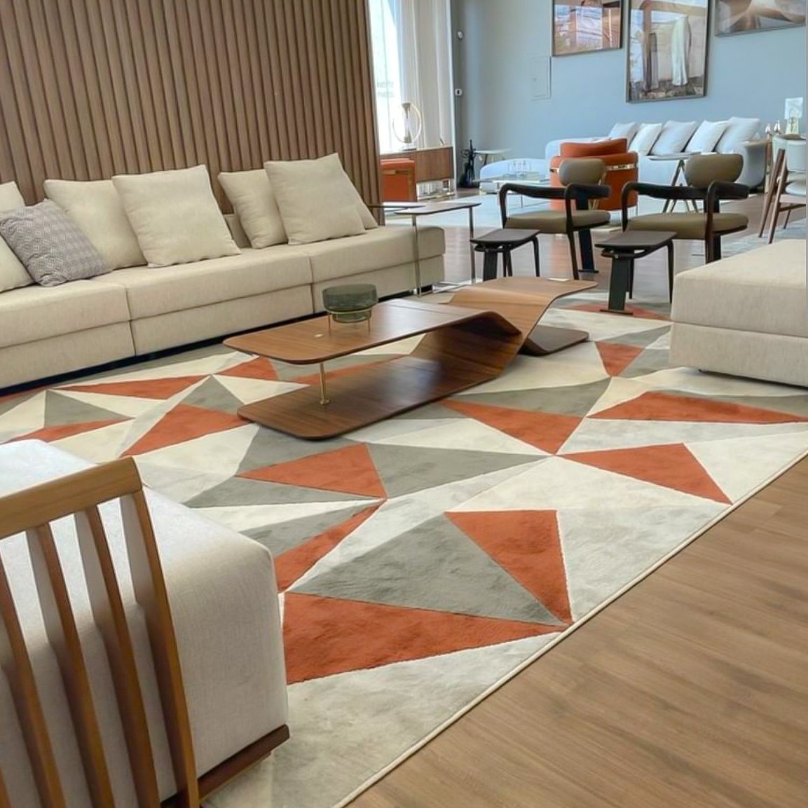 Tapete para sala quarto escritório terracota geométrico - Jetex