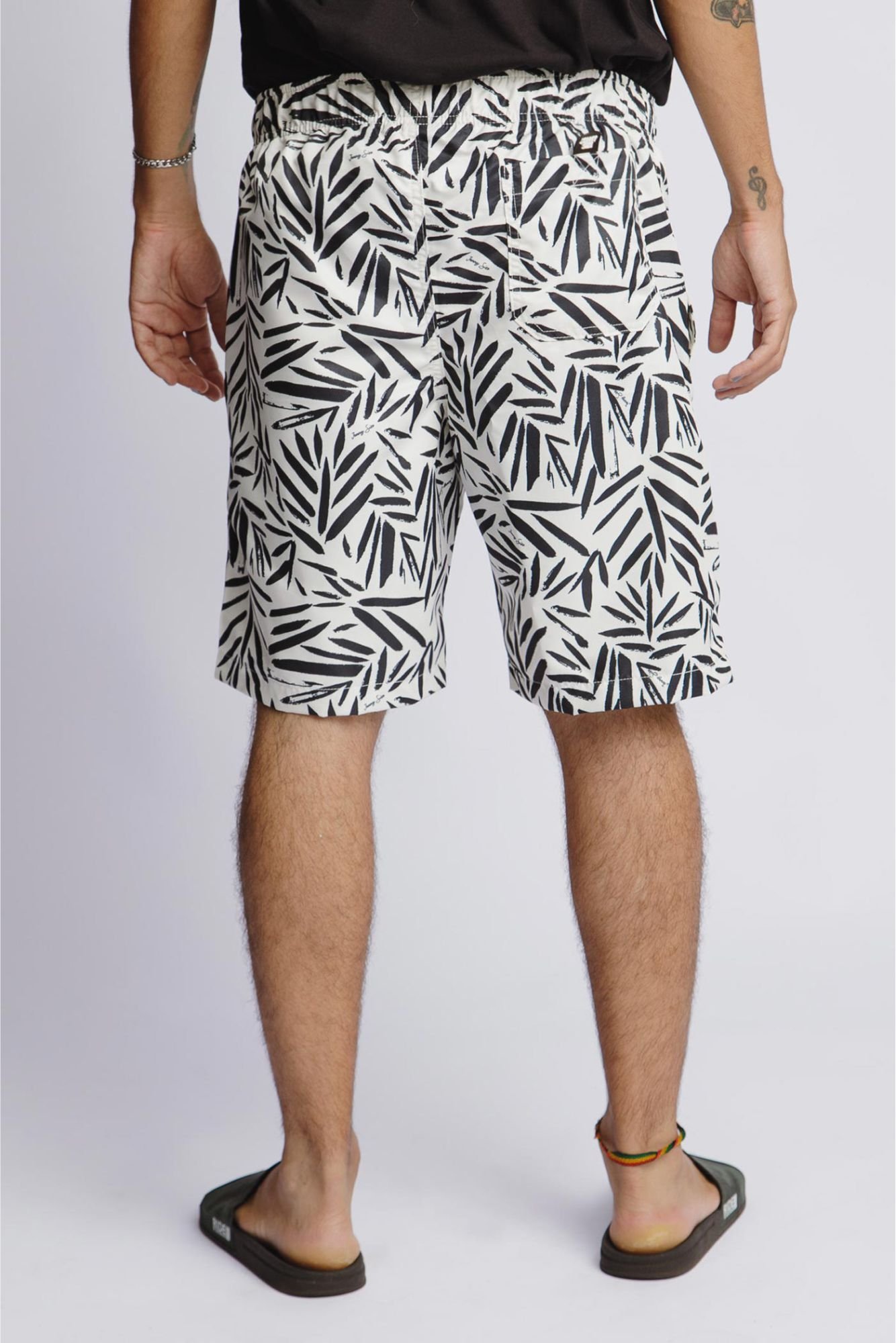Short Boxer Longo Estampado Folhas Desenho Exclusivo