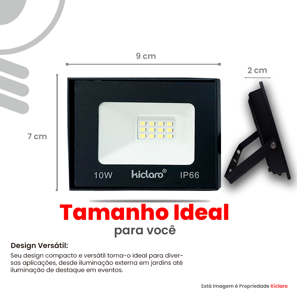 Refletor Led Slim 10W Bivolt Alumínio 10,5X2,6X7CM Resistente Água | Kiclaro - Azul