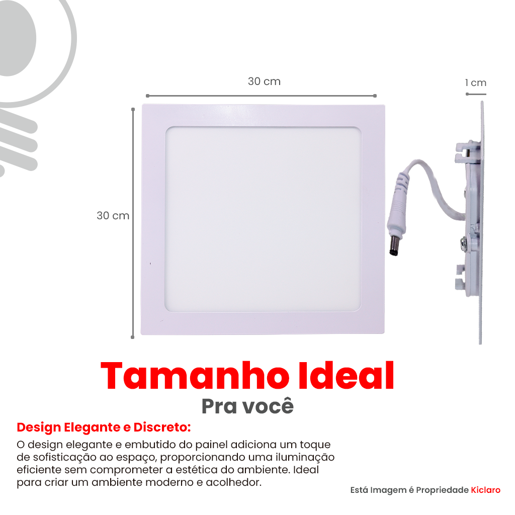 Painel Led Quadrado 25W Embutir 30x30 Bivolt Alumínio | Kiclaro ...