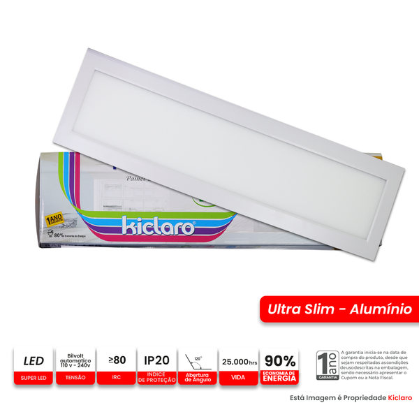 Painel Led Retângular 36W Embutir 15x124 Bivolt Alumínio | Kiclaro ...
