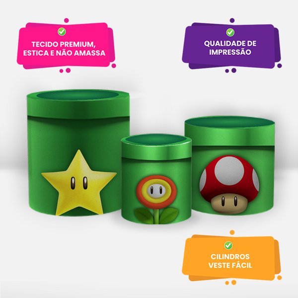 Trio de capas de Cilindro Super Mario
