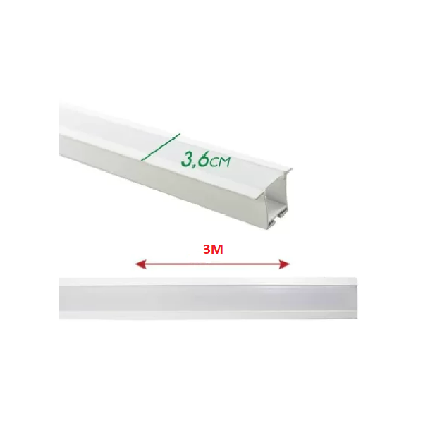 Perfil de Embutir para Fita de LED 36x26,7mm Barra de 3M