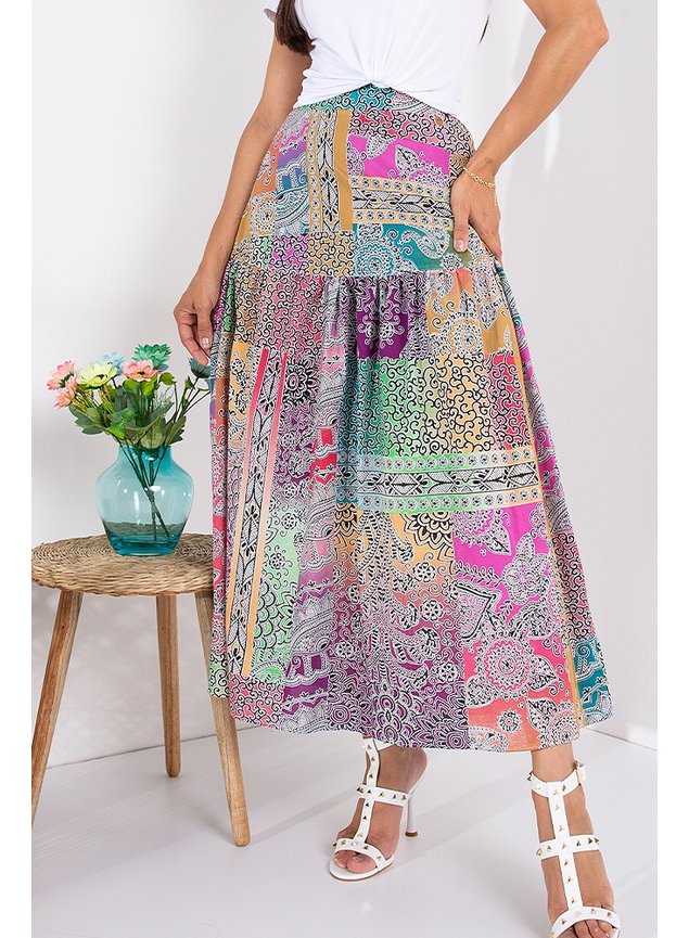 Saia Maxi Midi Estampa Gypsy Lenna