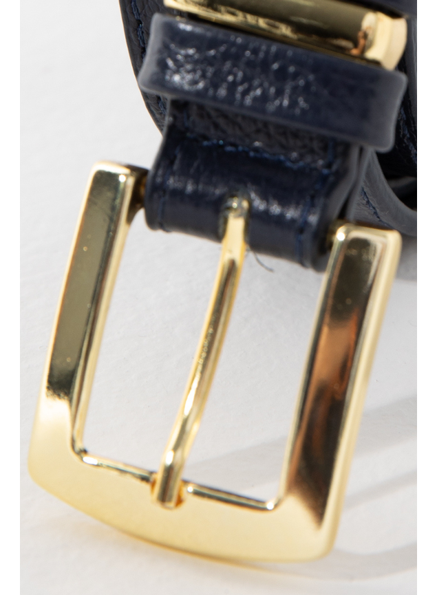 Cinto de Couro Azul Marinho