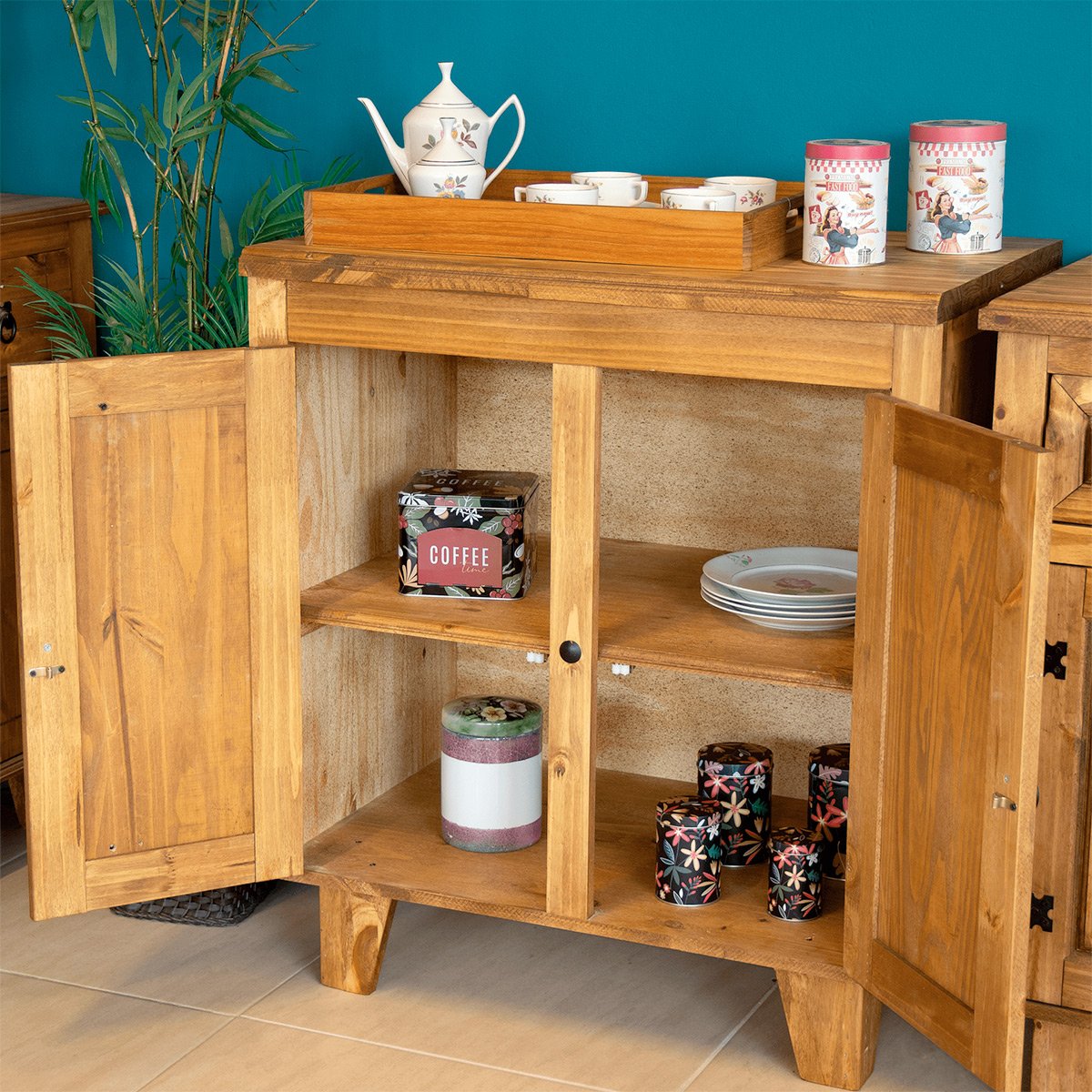 Balcão Multiuso Rústico em Madeira 80 cm - Le Mobel