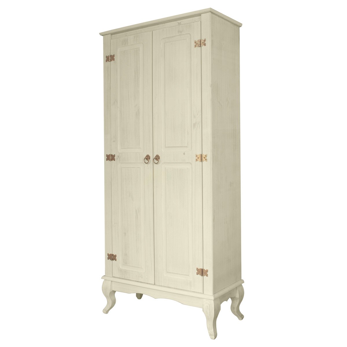 Armário Multiuso Rústico em Madeira Pátina Branco - Le Mobel