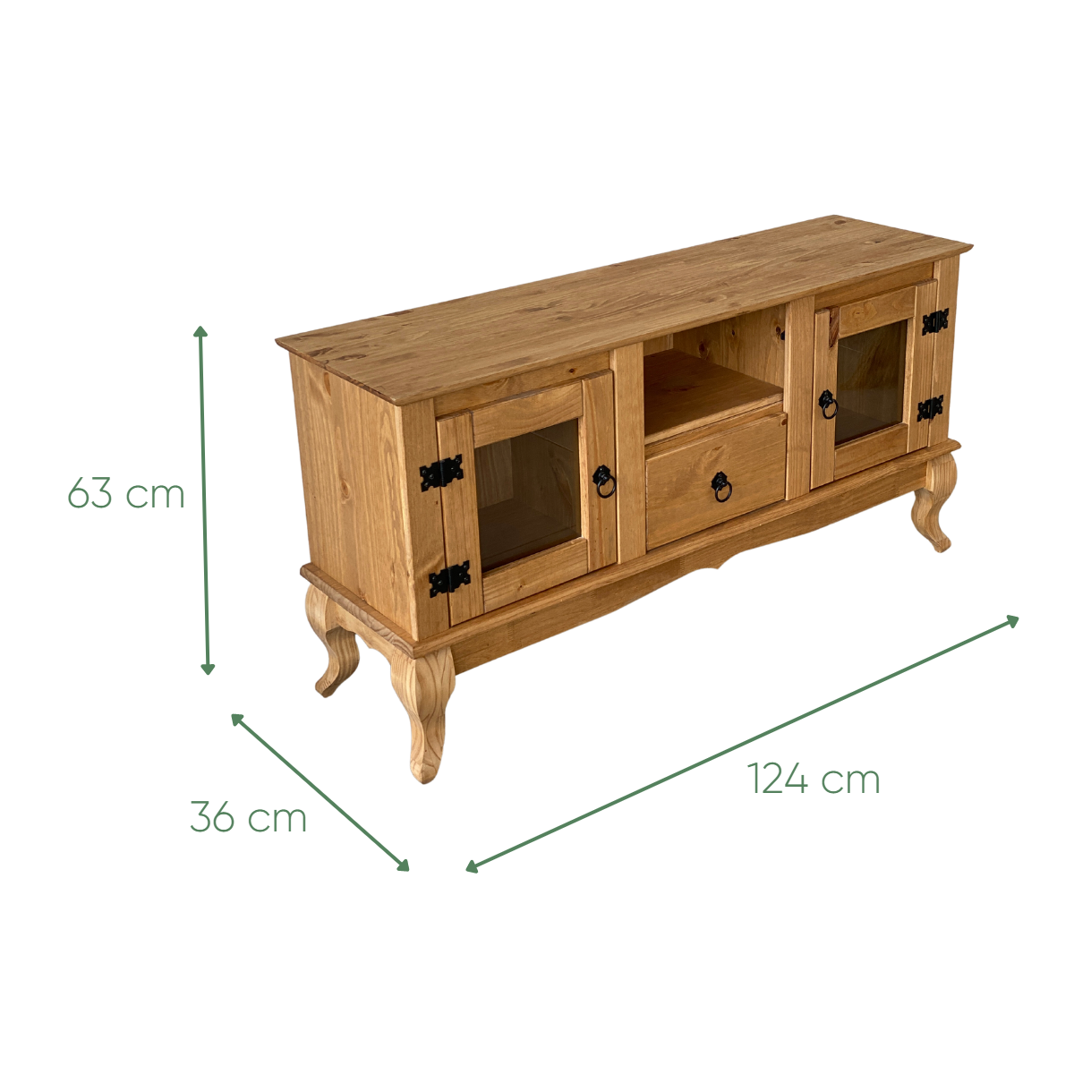 Rack Rústico em Madeira Luiz XV 124cm Mel