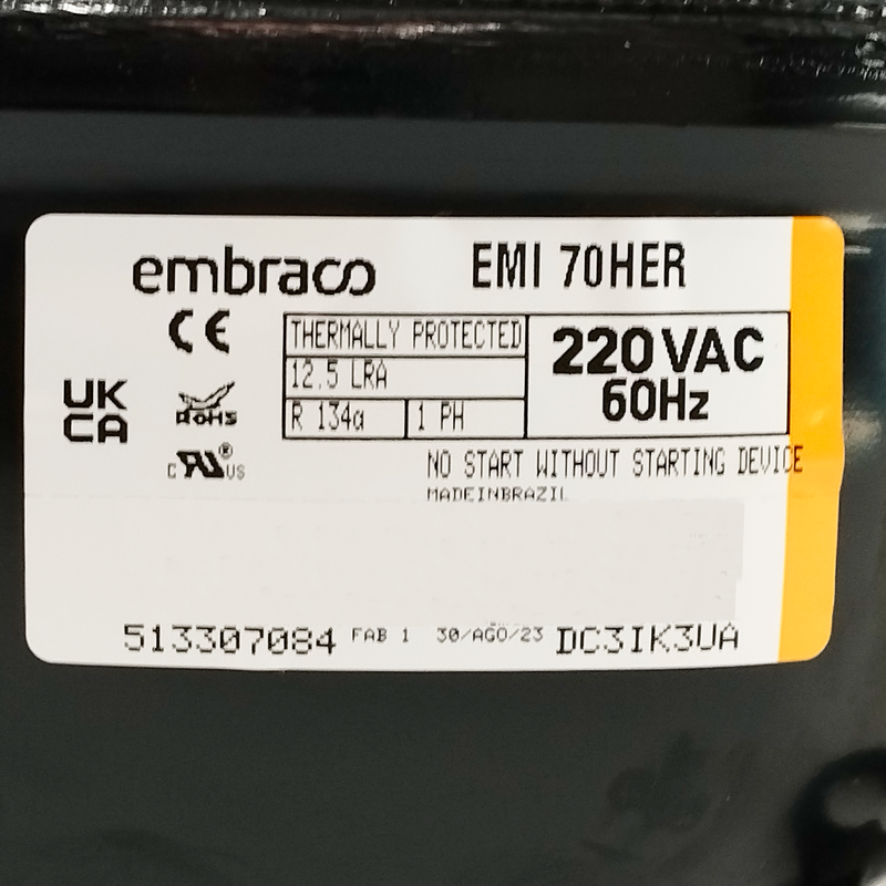Compressor Embraco EMI70HER 1/5 R134A 220V W10393810