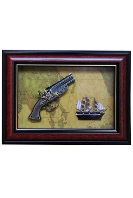 Quadro Decorativo Com Armas Antigas Mapa Vintage Retro 5321
