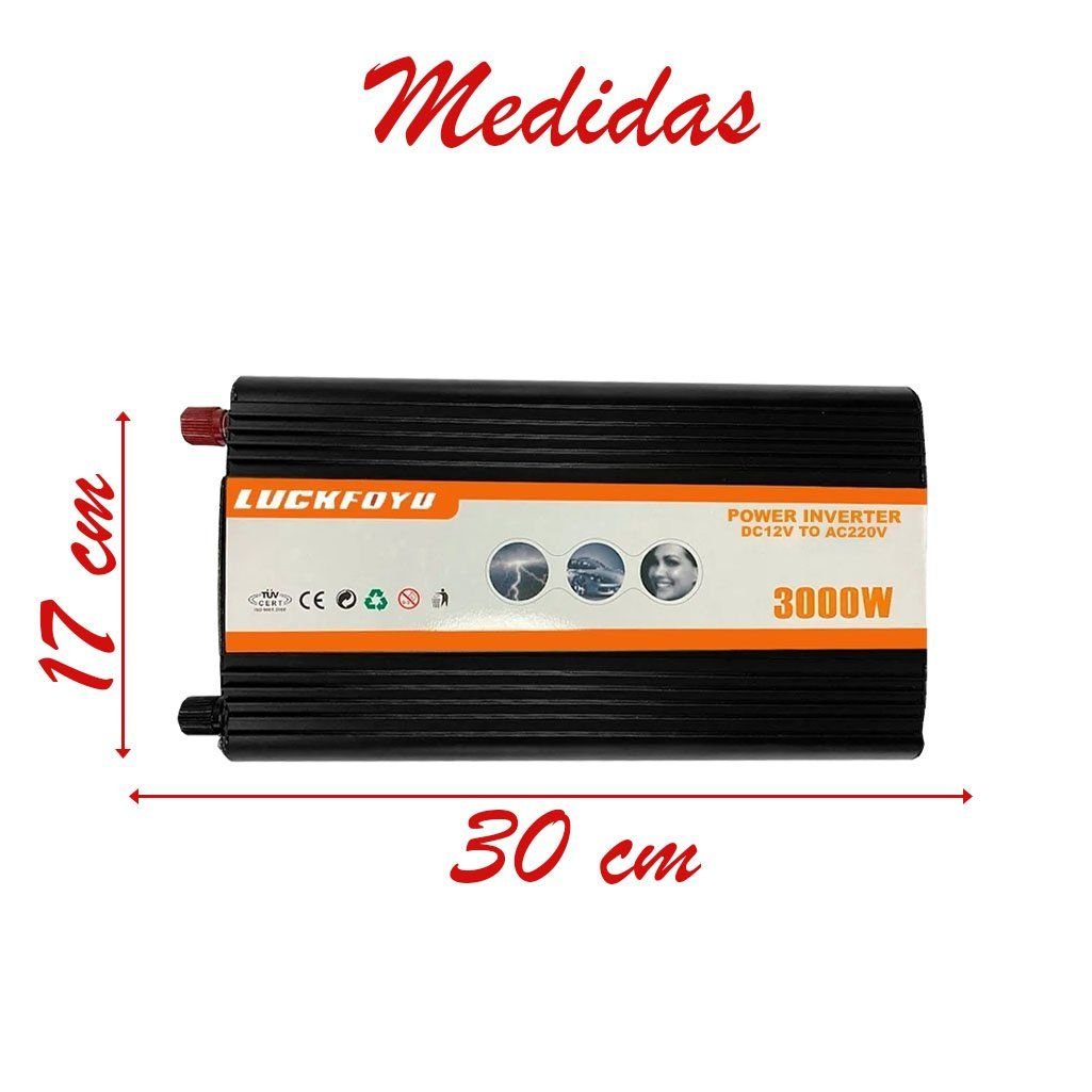 Inversor Tensão 3000w 12v Para 220v Veicular Transformador Conversor Com Tomada Padrão e Usb