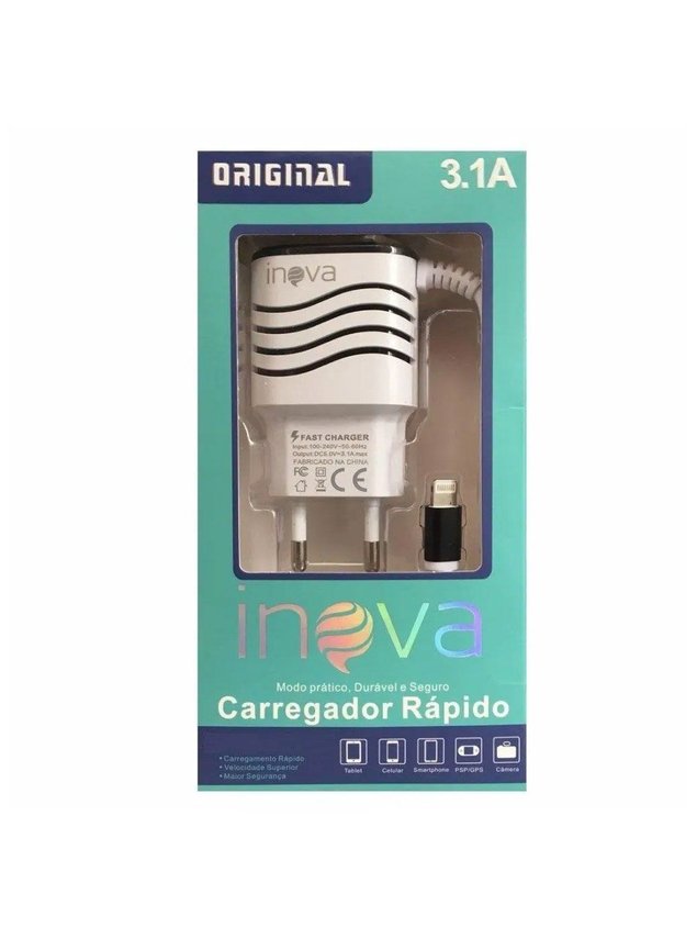 Carregador Rápido IOS Preto - Inova Original