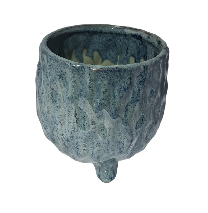 Cachepot Cerâmica C/ Pé Azul - P