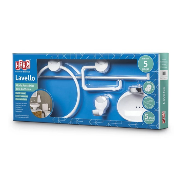 Kit De Acessórios Lavello 5 Peças - Herc Branco com Cromado