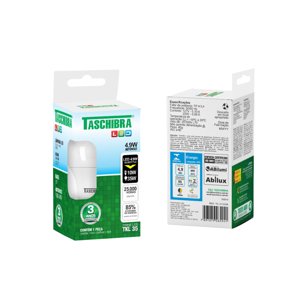 10 Lâmpadas Led TKL 35 4,9W Taschibra | Loja Gubler