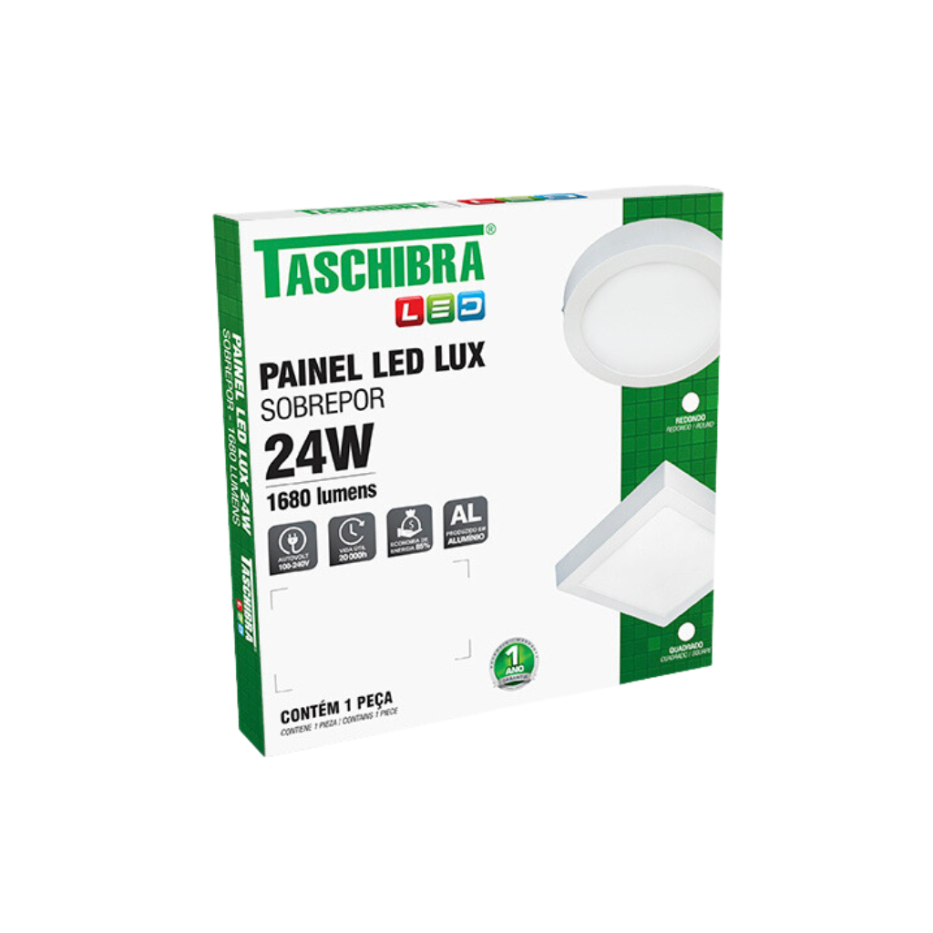 Painel Led 24W Redondo Sobrepor Taschibra | Loja Gubler