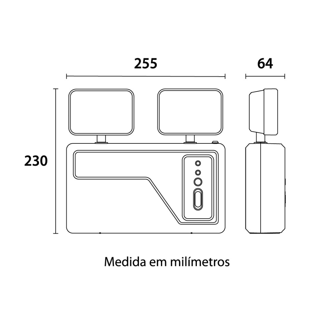 Bloco Autônomo LED 2 Faróis Quadrado - Blumenau Iluminação 18W 3000 Lumens