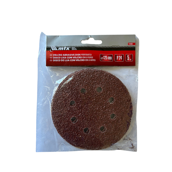Jogo 5 Lixas Disco Com Velcro 8 Furos MTX Grão 24 | Loja Gubler
